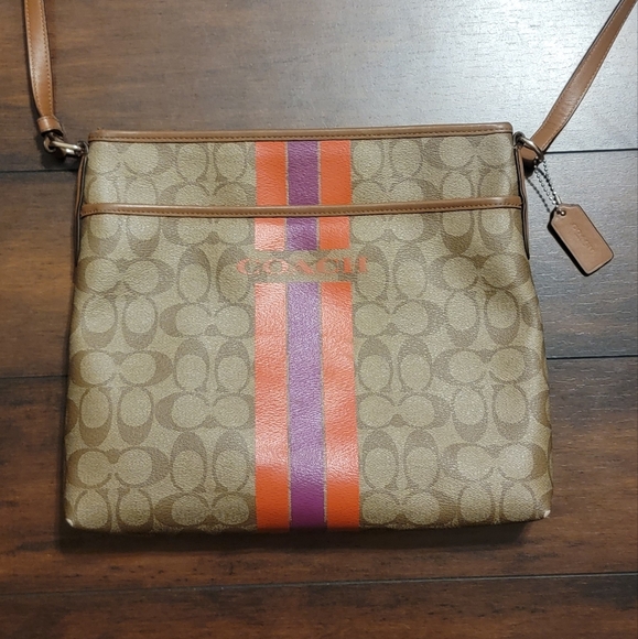Coach | Bags | Authentic Coach Varsity Stripe File Bag In Signature ...